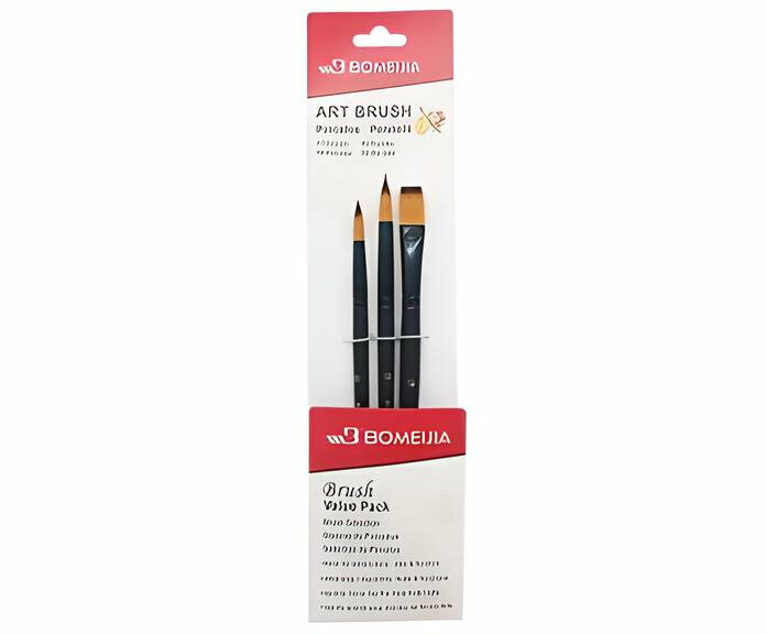 Кисти набор 3 шт. Синтетика DA-26 Круглые (№ 10, 12), Плоская № 14, в ПВХ пакете