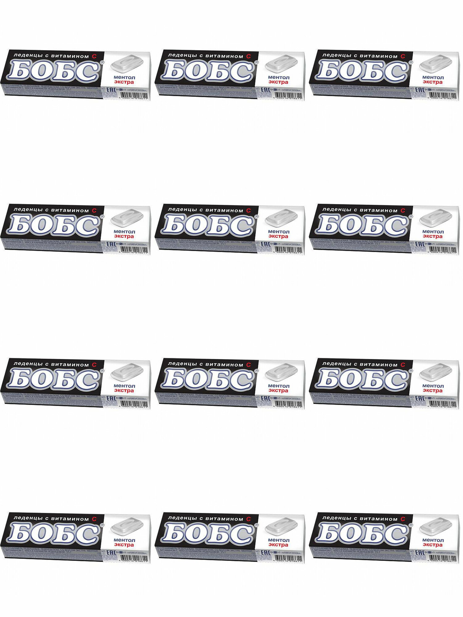 Bobs Леденцы экстра ментол с витамином С,35 г,12 шт
