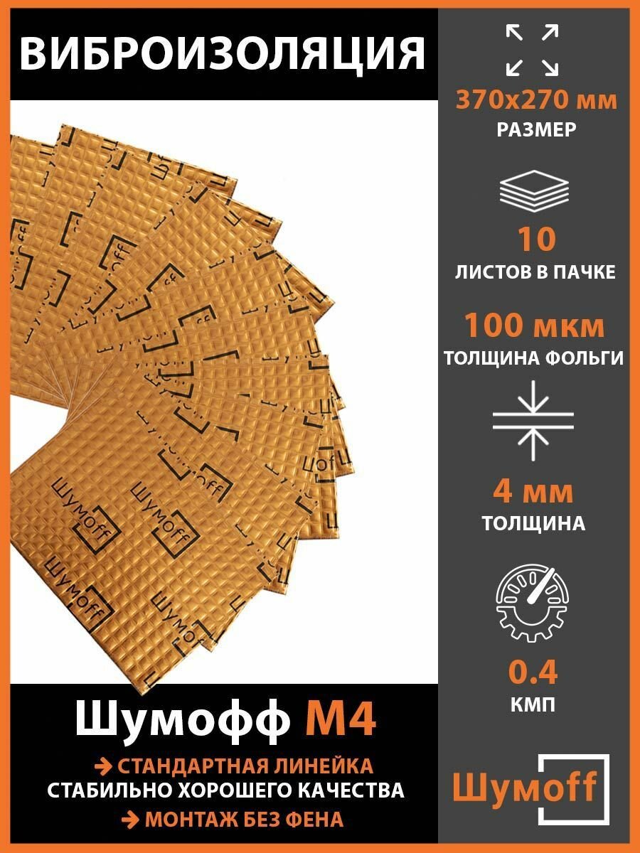 Плеяда Виброизоляция Шумофф М4 (10 листов)