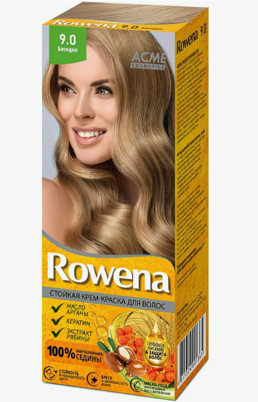 Стойкая крем-краска для волос Rowena, тон 9.0 блондин, 115 мл.