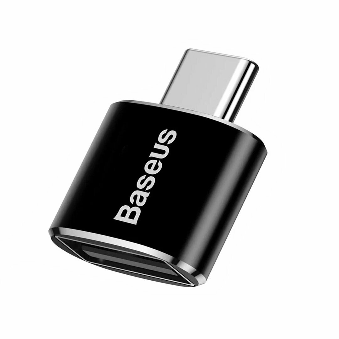 Переходник адаптер USB to Type-C Baseus Adapter Converter 2.4A, металлический, черный (CATOTG-A01)