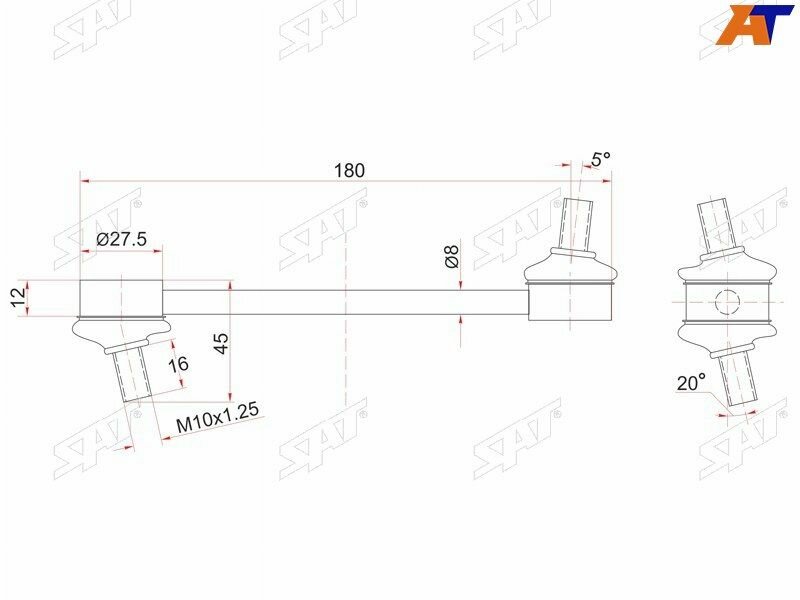 . SAT Стойка стабилизатора заднего для TOYOTA Corolla/Sprinter 4WD