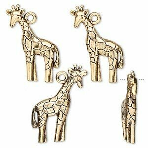 Подвеска, 23х11мм, жираф, базовый материал - оловянный сплав, позолоченный, 1 шт.