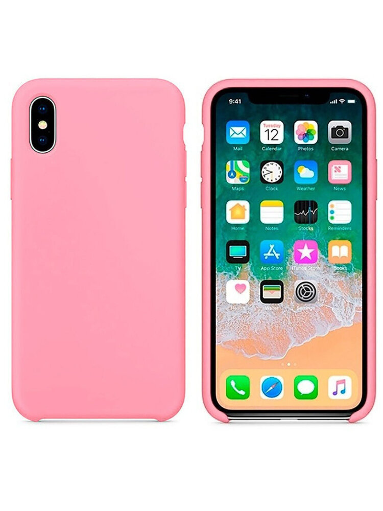 Чехол для iPhone X/XS, Leather Case без Logo, Искусственная кожа, Розовый