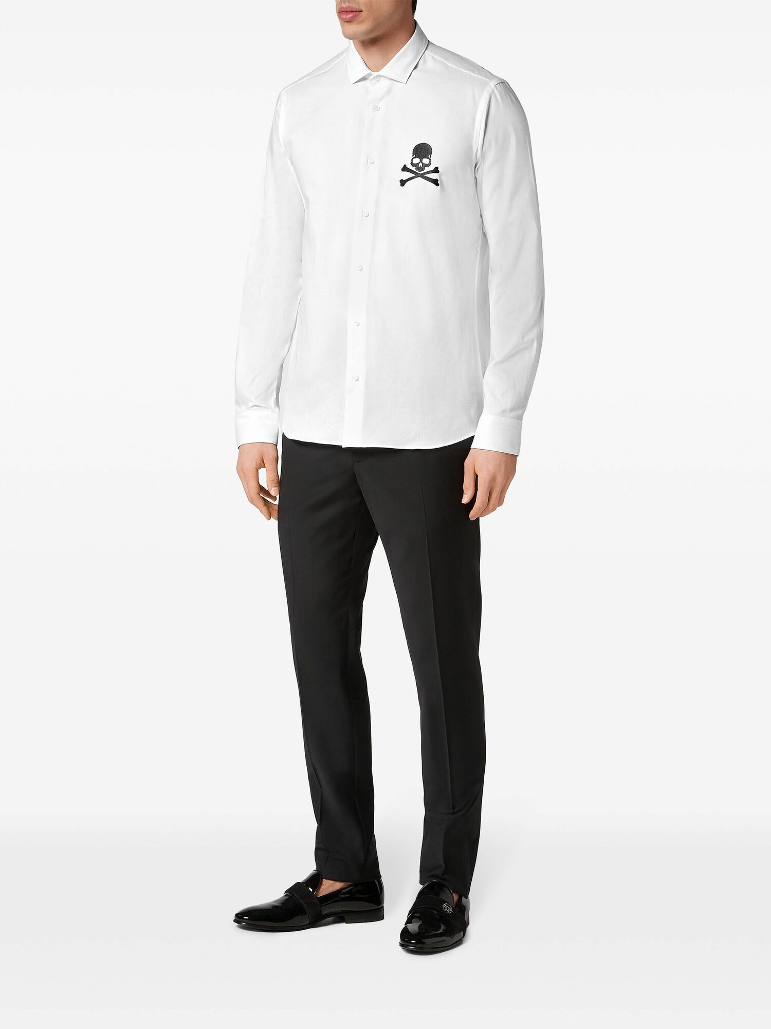 Рубашка PHILIPP PLEIN Skull&Bones, размер M, бежевый/белый — фото 1