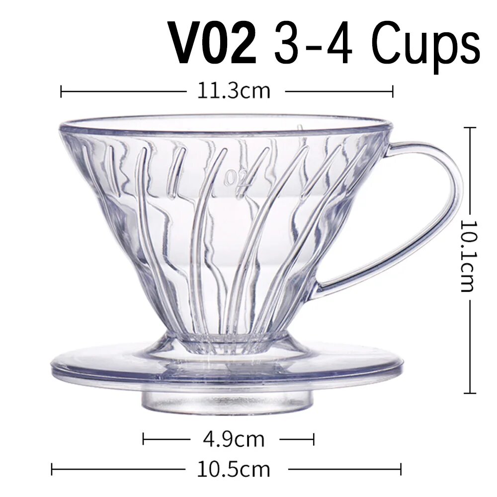 Кофе дриппер PERFFEE V02, 3-4 чашки, пластик