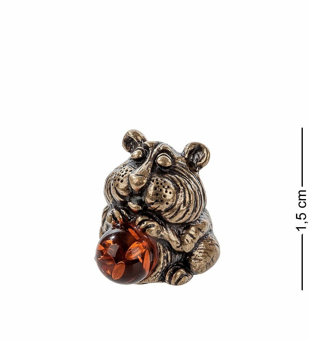 Фигурка 'Хомяк' (латунь, янтарь)