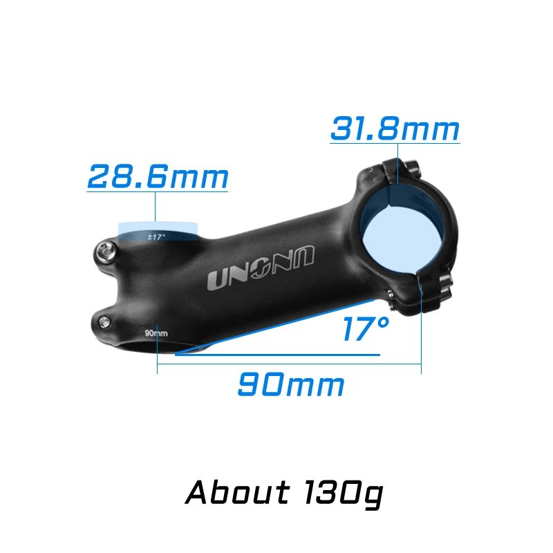 UNO Вынос руля MTB матовый черный 31,8 мм 60-130 мм Черный, 31.8x90mm stem 17