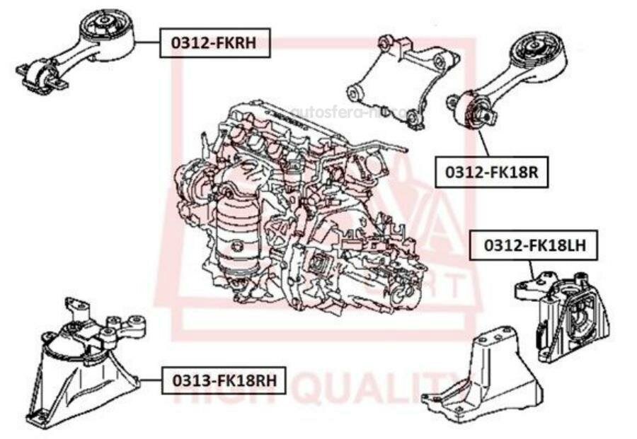 ASVA 0312FKRH подушка двигателя правая
