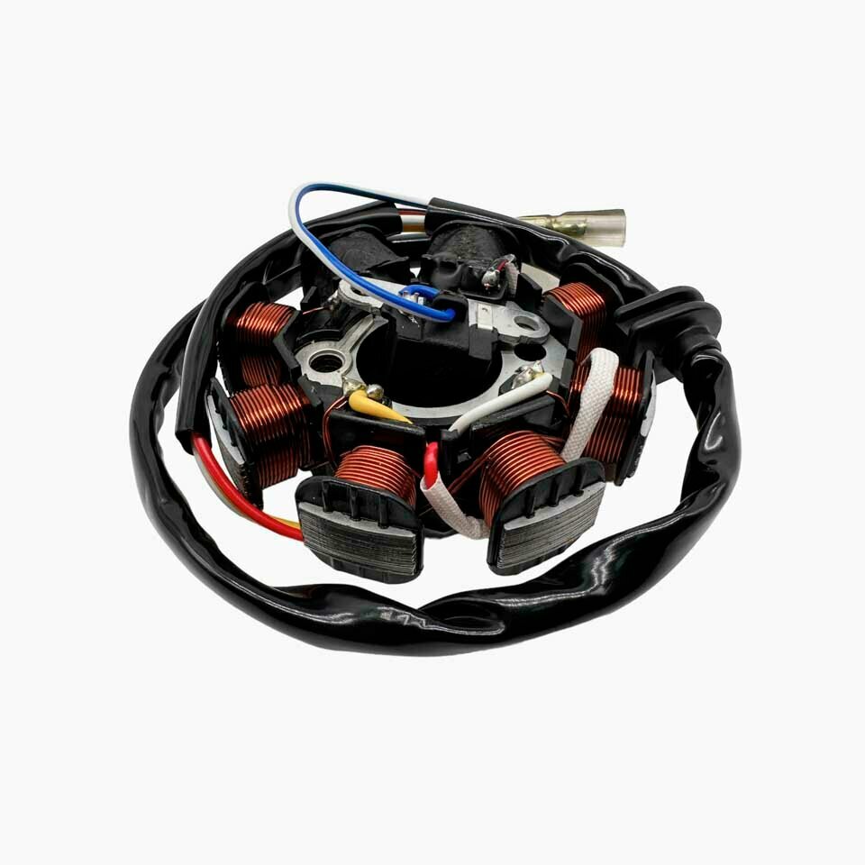 Статор генератора на мотоцикл 139QМВ, GY6-50/80сс (6+2 обмотки, фишка 2конт.+2 пров.)