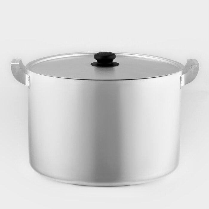 Кастрюля, 20 л, d=35 см, с крышкой, штампованный алюминий, серебристая