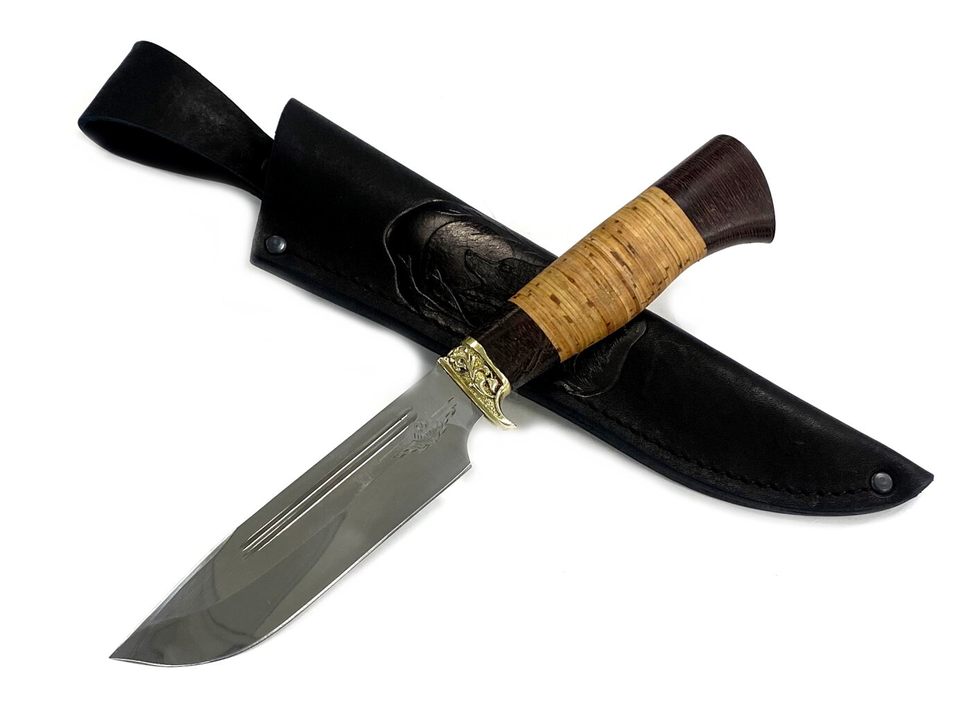 Нож медведь, сталь 95х18, береста