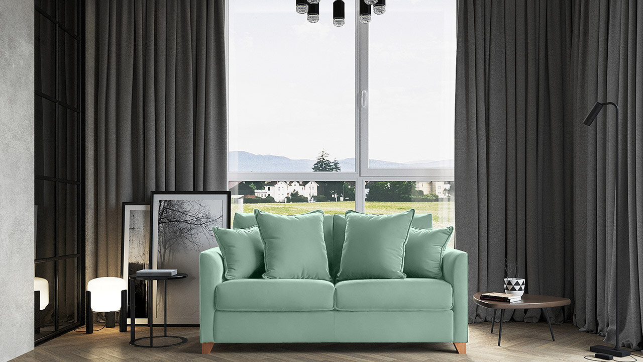 Диван-кровать DiHall Лион Vivaldi 09, с подлокотниками, велюр