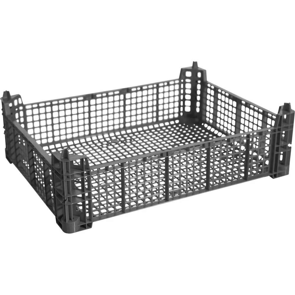 Ящик для грибов Пластматика 93107915, полипропилен, черный, 40x30x11 см