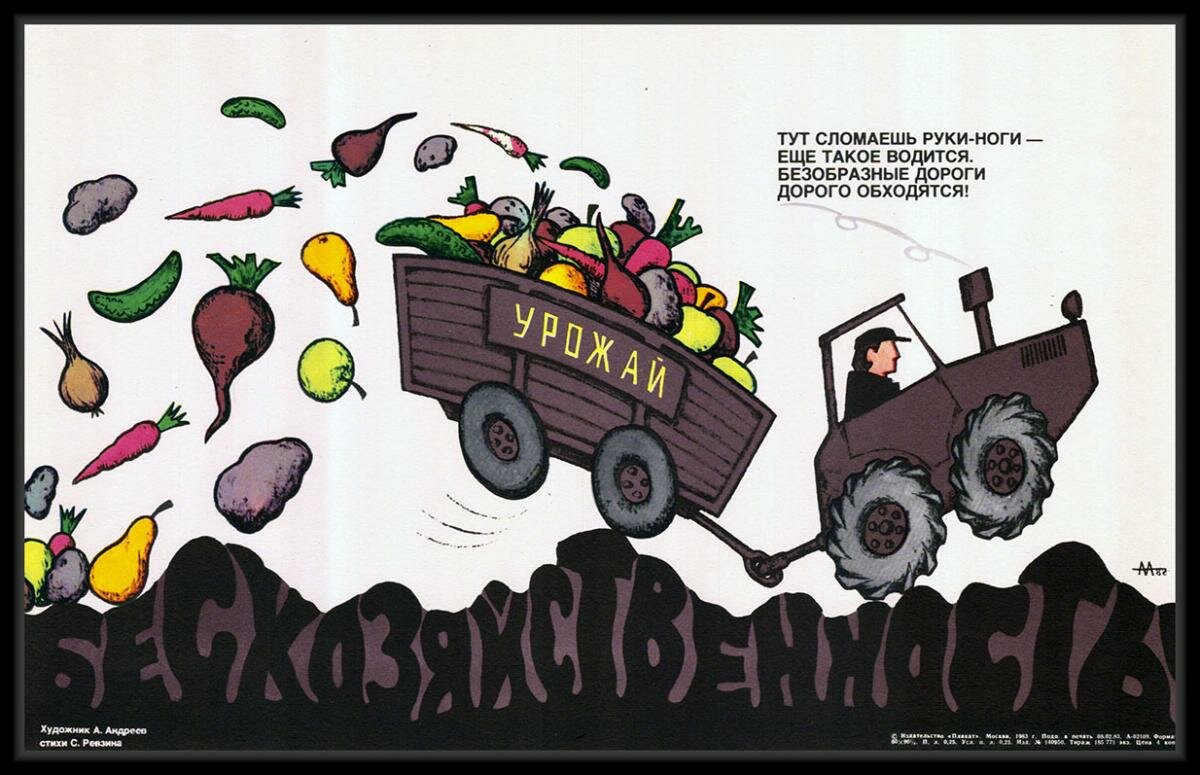 Советский плакат урожай; Антиквариат 1983 г; Декор настенный винтажный 43/28 см.