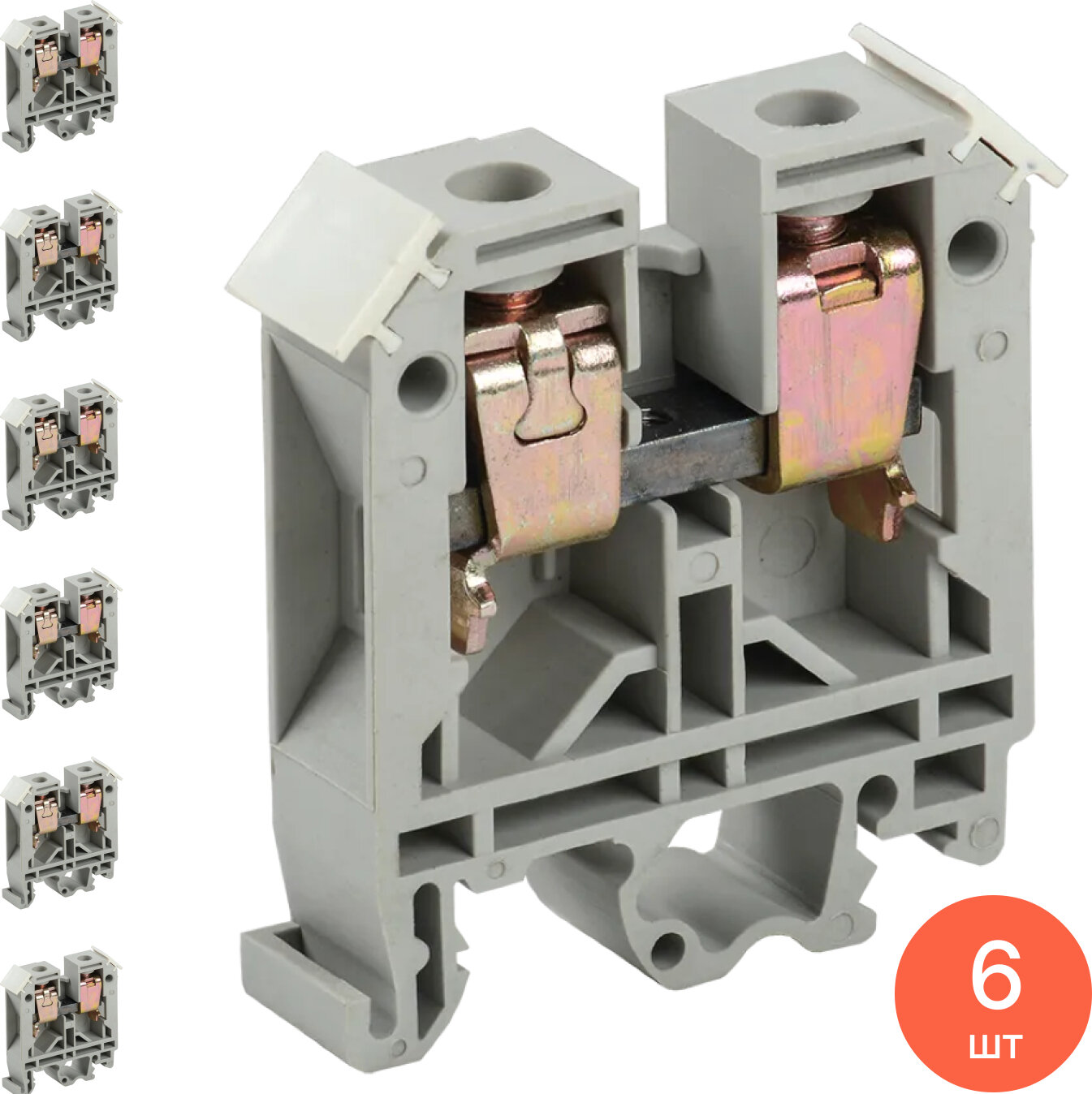 Клемма для проводов IEK / ИЭК ЗНИ-16мм2 (JXB100) наборная, полиамид, 85А, 48х12х58мм серая, 16мм², 1шт. / зажим (комплект из 6 шт)