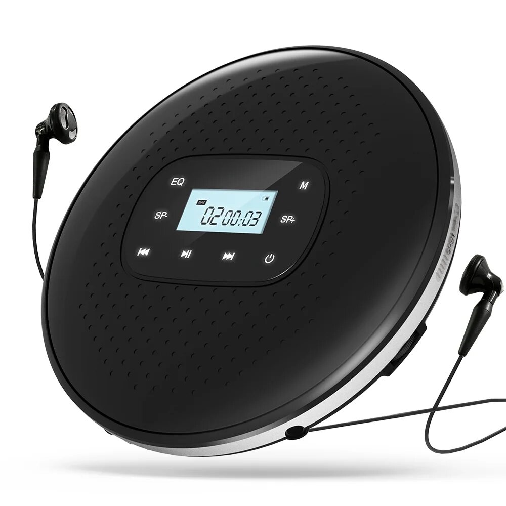 Портативный CD-плеер, CD-ретранслятор с наушниками, ЖК-дисплей, высококачественный стерео CD-плеер, длительный срок службы батареи для Car Home