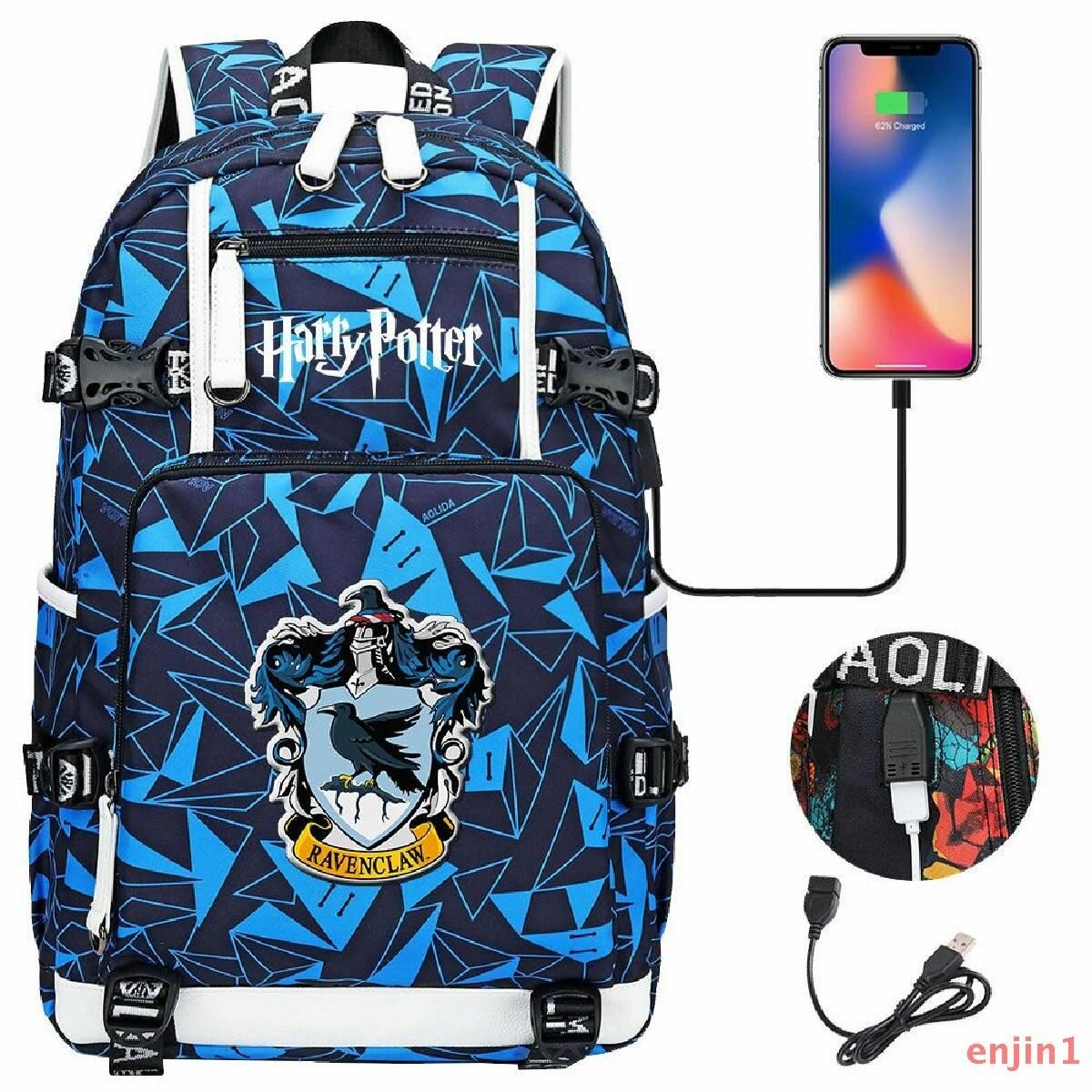 Школьный рюкзак Harry Potter Ravenclaw с зарядкой USB для ноутбука