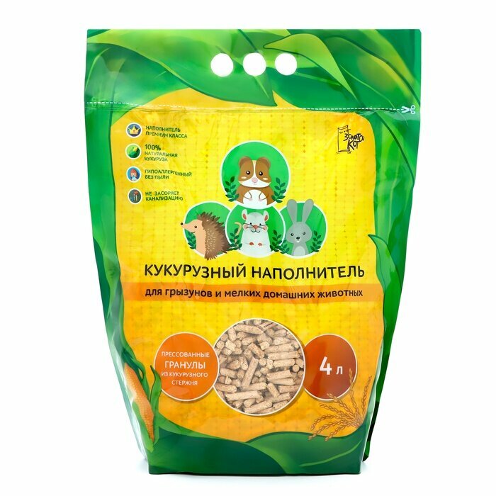 Наполнитель кукурузный "Золотой кот", гранулированный, 4 л