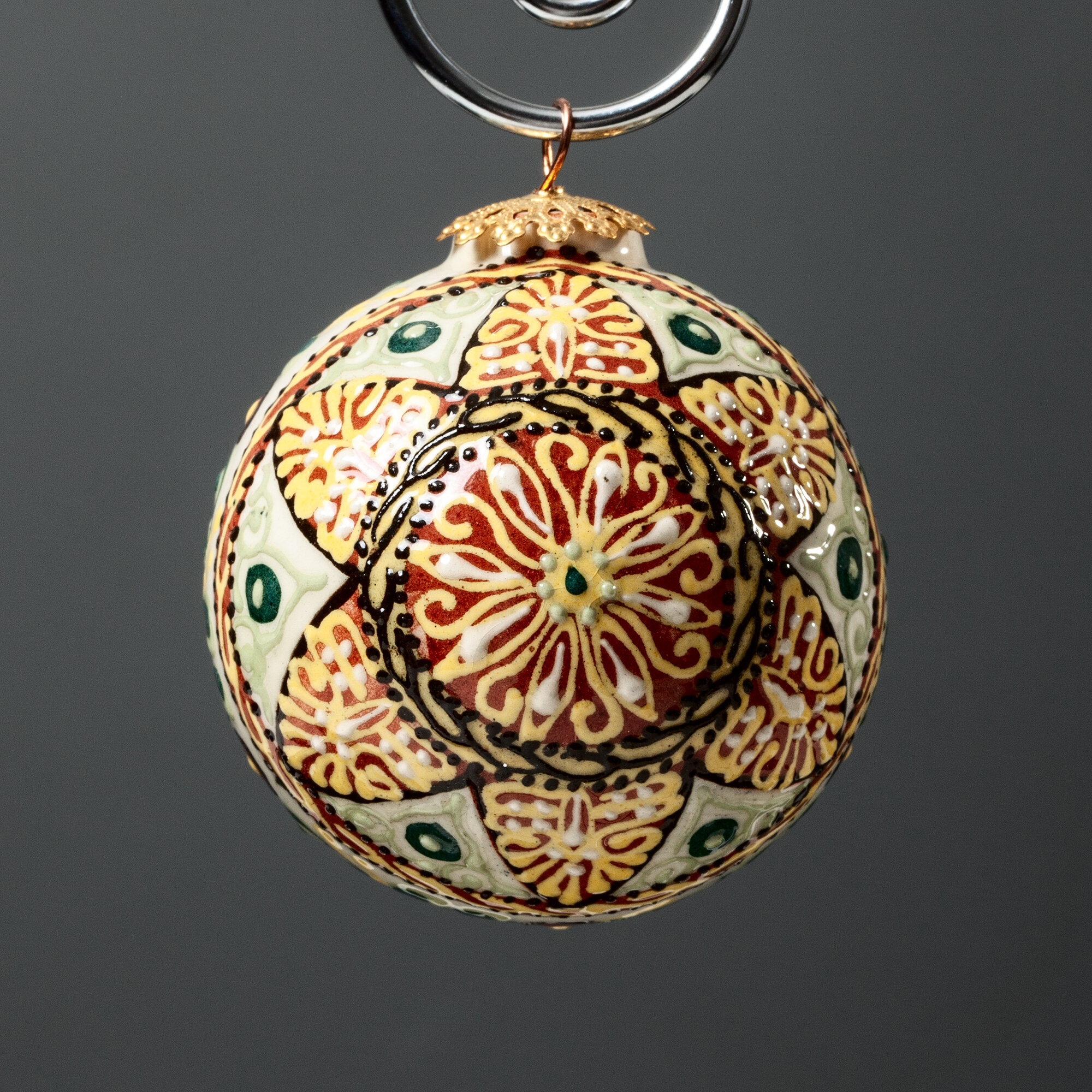 Ёлочная игрушка "Шар малый", ручная роспись, керамика