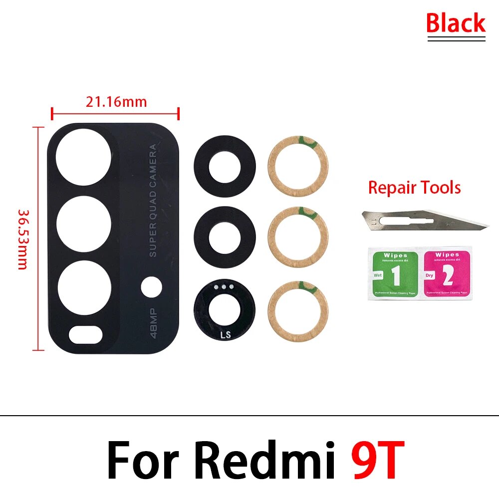 Стекло камеры для Xiaomi Redmi 9T Black
