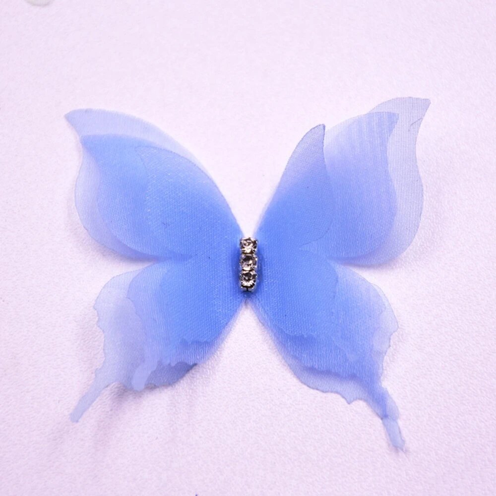 Аппликации бабочки из органзы 50 шт. Blue-20pcs