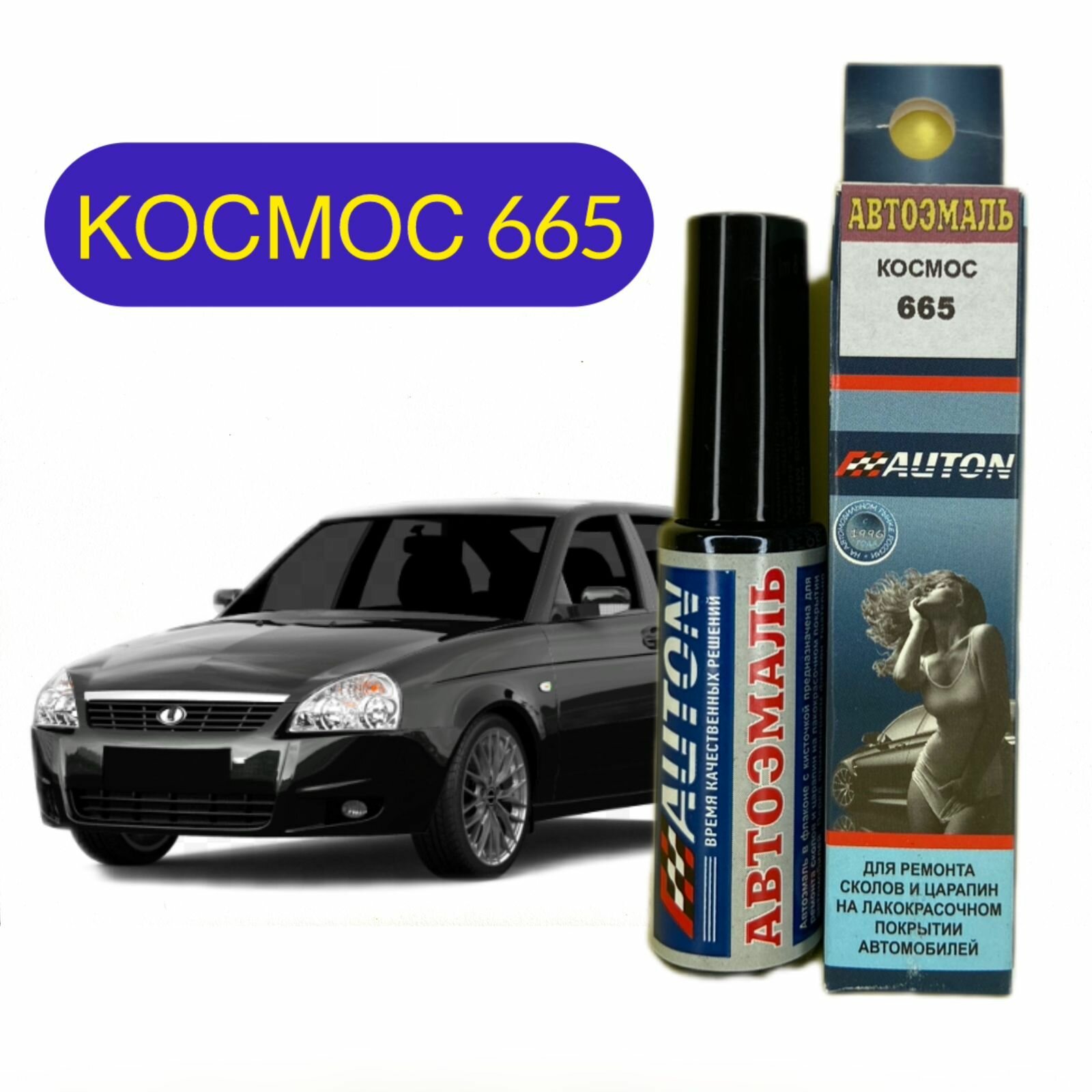 Кисточка для подкраски сколов космос 665, AUTON, автоэмаль 8 мл.