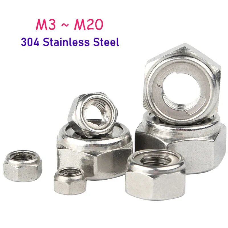 Самоконтрящиеся гайки Huiruixin из нержавеющей стали 304 М3-М20 M6-5pcs