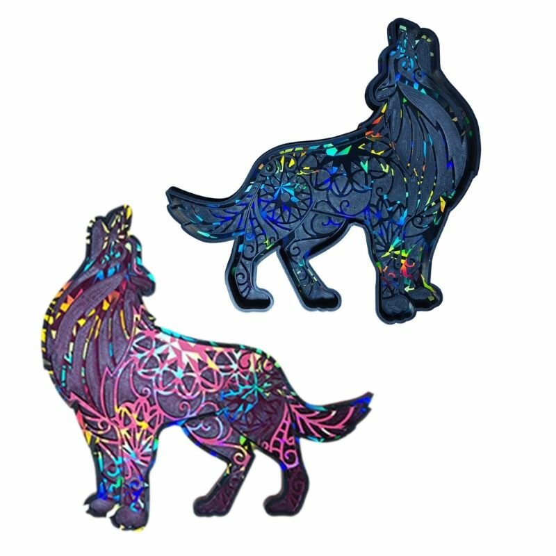 (1 шт.) Голографическая силиконовая форма для настенной наклейки "Крутой волк" - черная