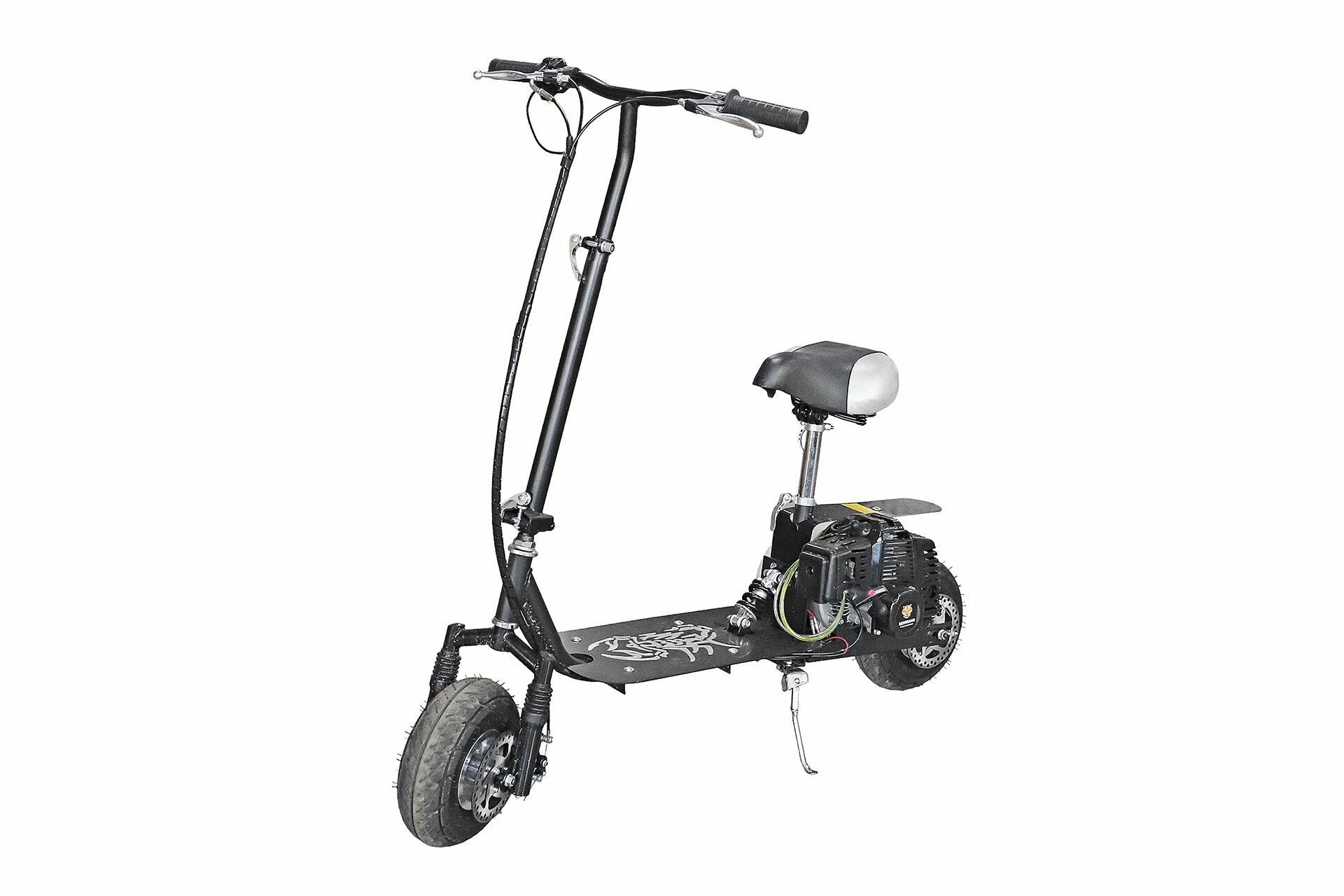 Самокат бензиновый, мотосамокат (2-х. такт, двиг. мотокоса 43см, диск. тормоз, бак 2л, 20км/ч) 10"