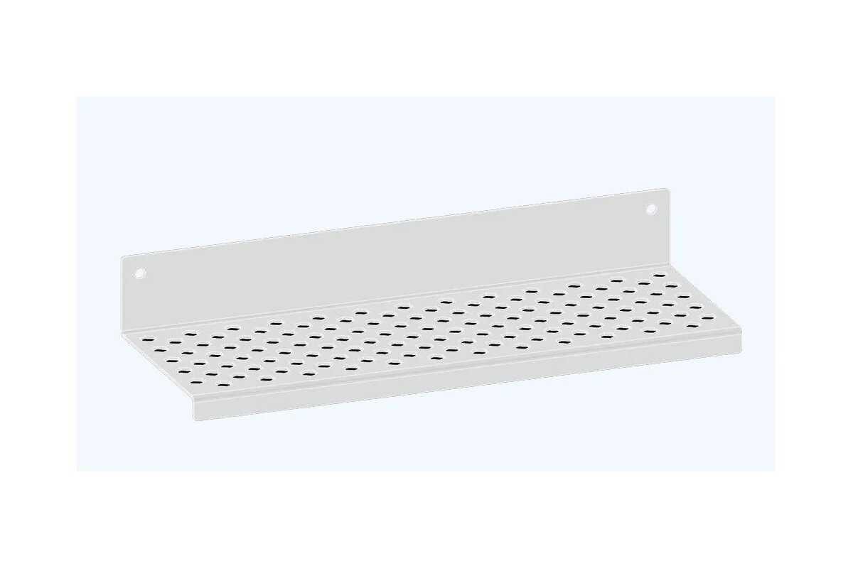 Полочка металлическая настенная Parallax 200 мм белая лофт перфорированная из листовой стали для ванной, прихожей, гаража и мастерской