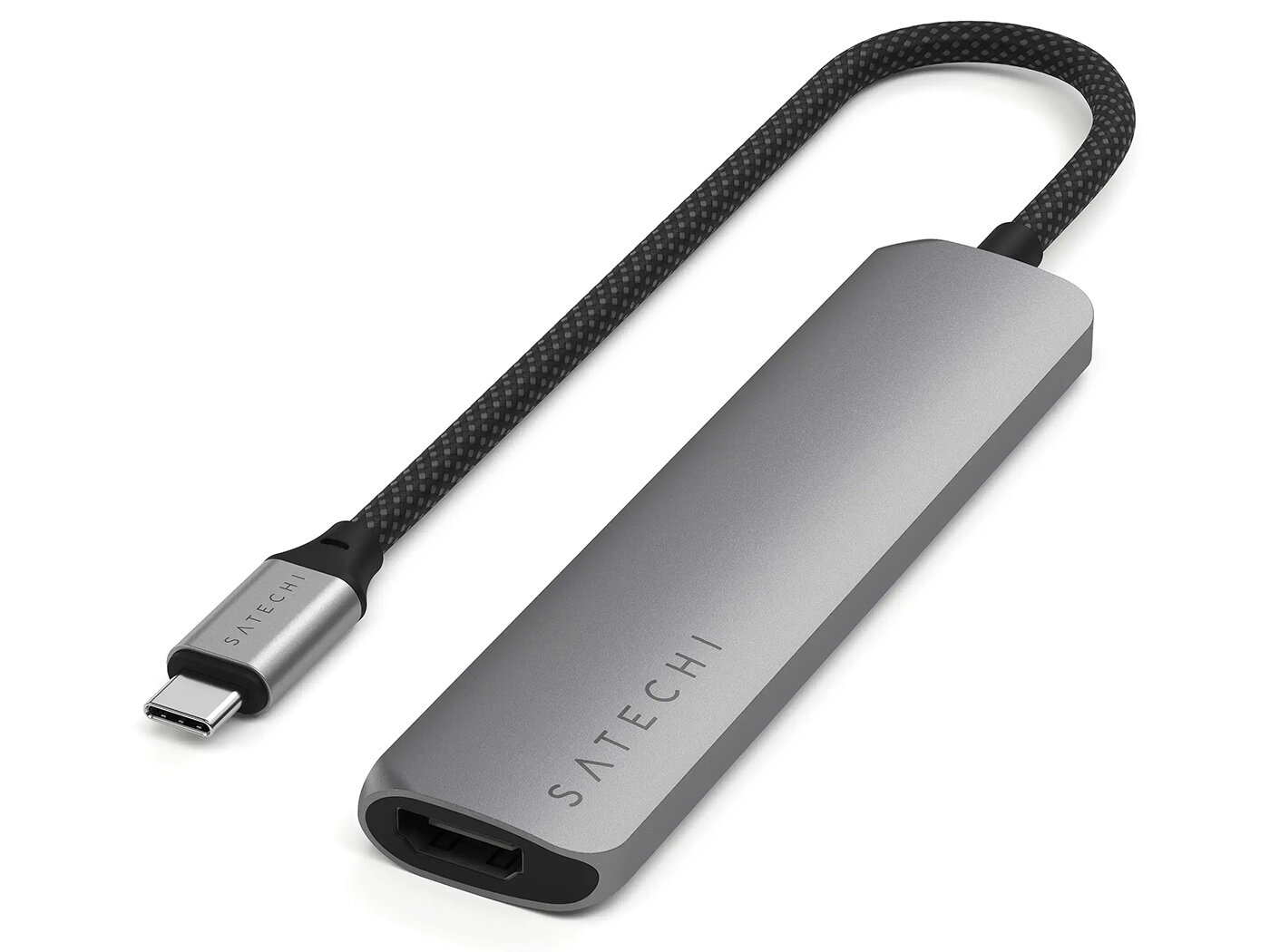 Док-станция/ USB-хаб Satechi 6-in-1 USB-C Slim Multiport Adapter Type-C HDMI 2x Type-A microSD 75Вт Серый ST-P6SM