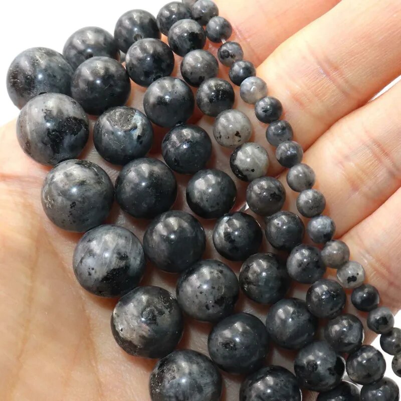 Натуральный камень, черный лабрадорит, круглые свободные бусины-разделители 4, 6, 8, 10, 12 мм, выберите размер для изготовления ювелирных изделий, подвеска, браслет, ожерелье