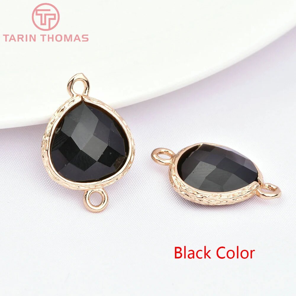 Подвески яблоко из латуни с стеклом TARIN THOMAS 10 шт. Черный, 7478-Black Color