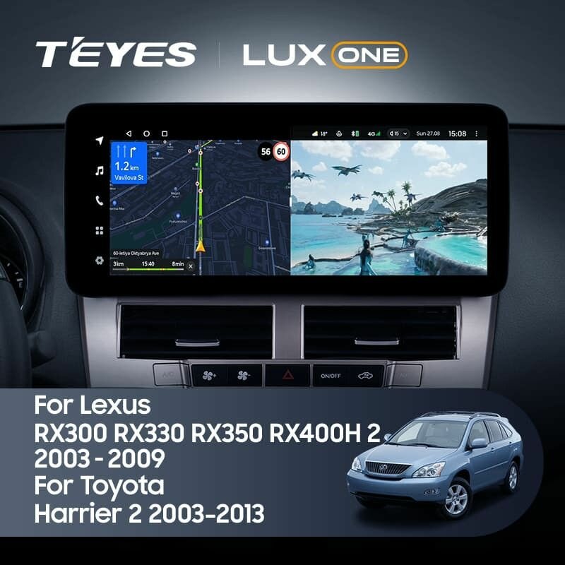 Штатная магнитола Teyes LUX ONE 360 6/128 Lexus RX300 RX330 RX350 RX400H (2003-2009) Тип-B