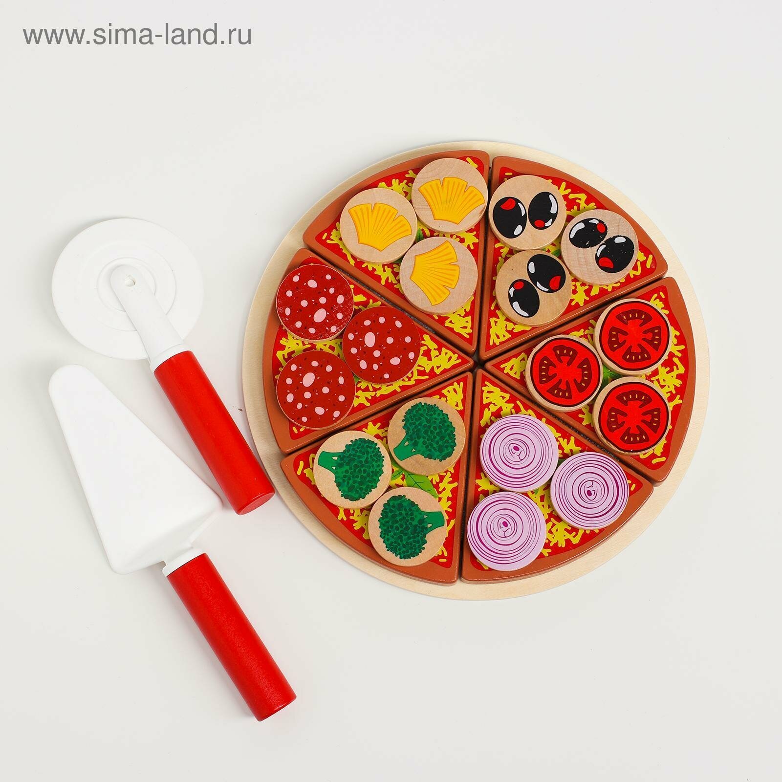Детский игровой набор "Пицца", 21.5х21.5х5.2 см, от 3 лет, красный