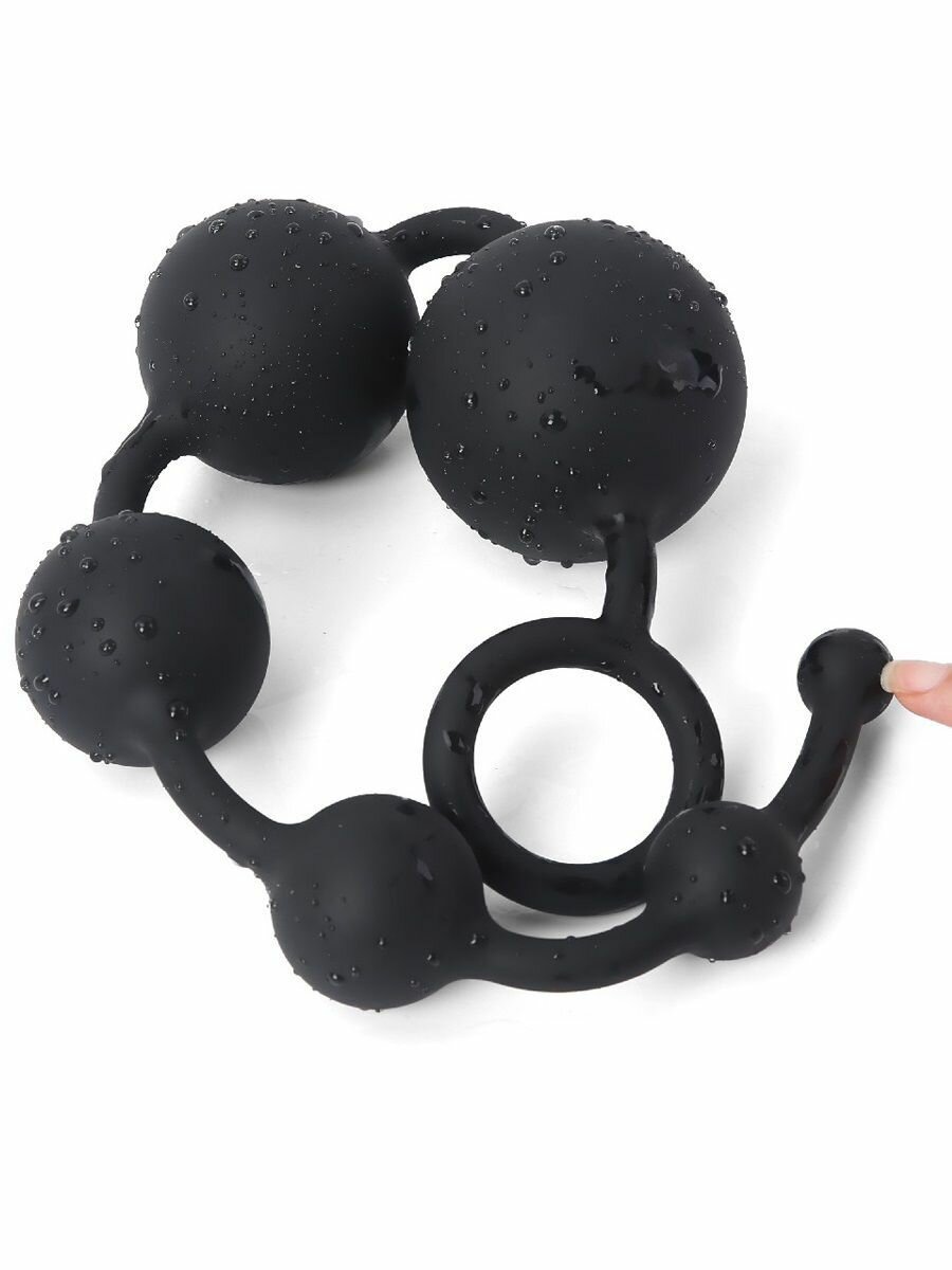 Огромная анальная цепочка "BIG BLACK ANAL BEADS" 56см