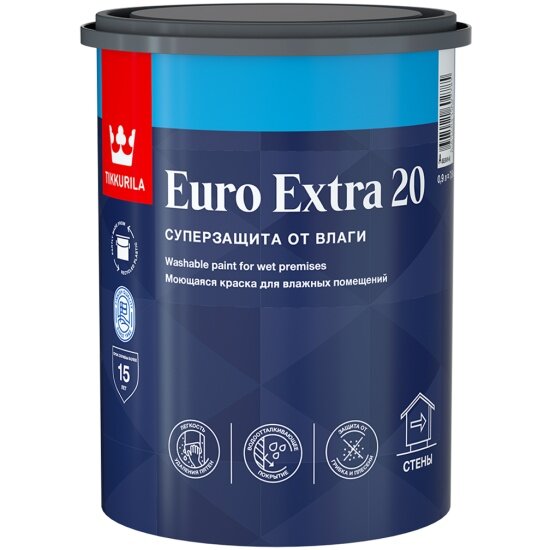 Краска Tikkurila Euro Extra-20 (Евро-20) 0,9л бесцветный (база С)