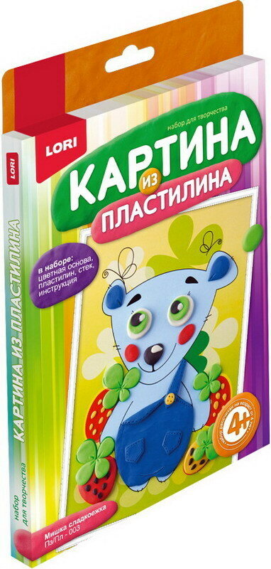 Картина из пластилина LORI "Мишка сладкоежка" (Пз-Пл-003)