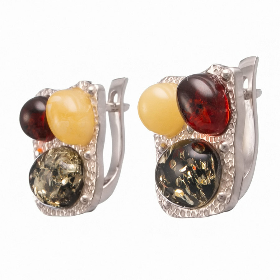 Серьги Amberprofi, серебро, 925 проба, янтарь