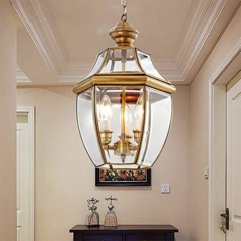 ММедная балконная люстра в простом стиле