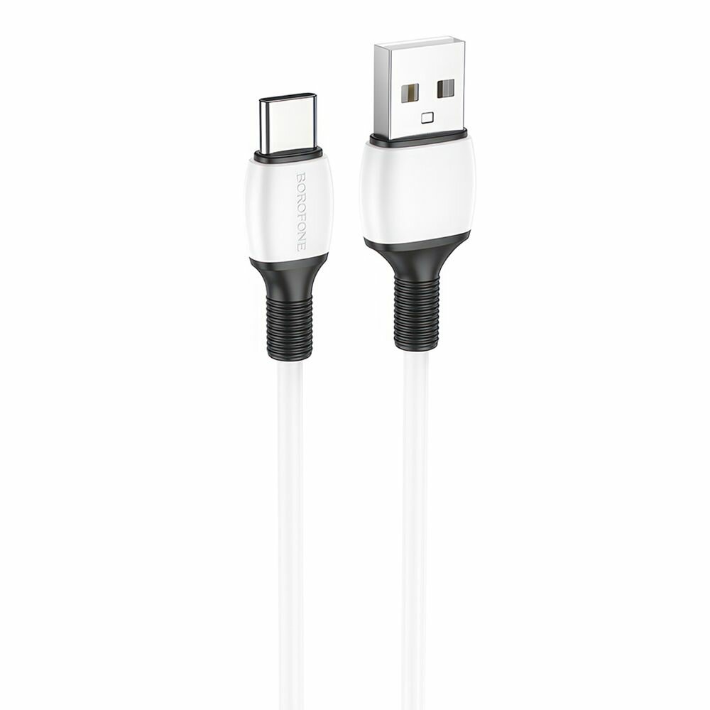 USB кабель Borofone BX84 Rice для зарядки, передачи данных, Type-C, 3А, 1 метр, PVC, белый