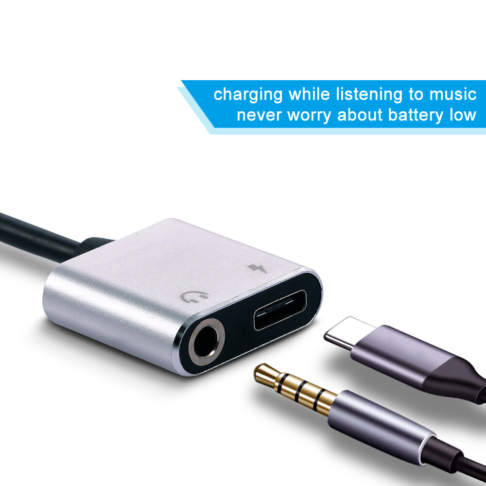 Кабель для зарядки наушников с разъемом Type C на 3,5 мм, аудиокабель USB C Aux, аудиоадаптер, зарядный преобразователь для наушников, замена для Huawei Xiaomi Samsung (черный)