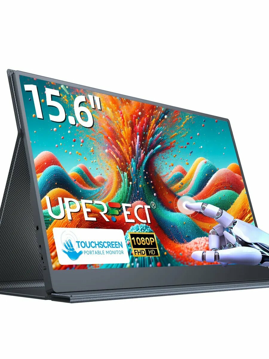 Портативный монитор с сенсорным экраном диагональю 15,6 дюйма, 1080P, 60 Гц, черный