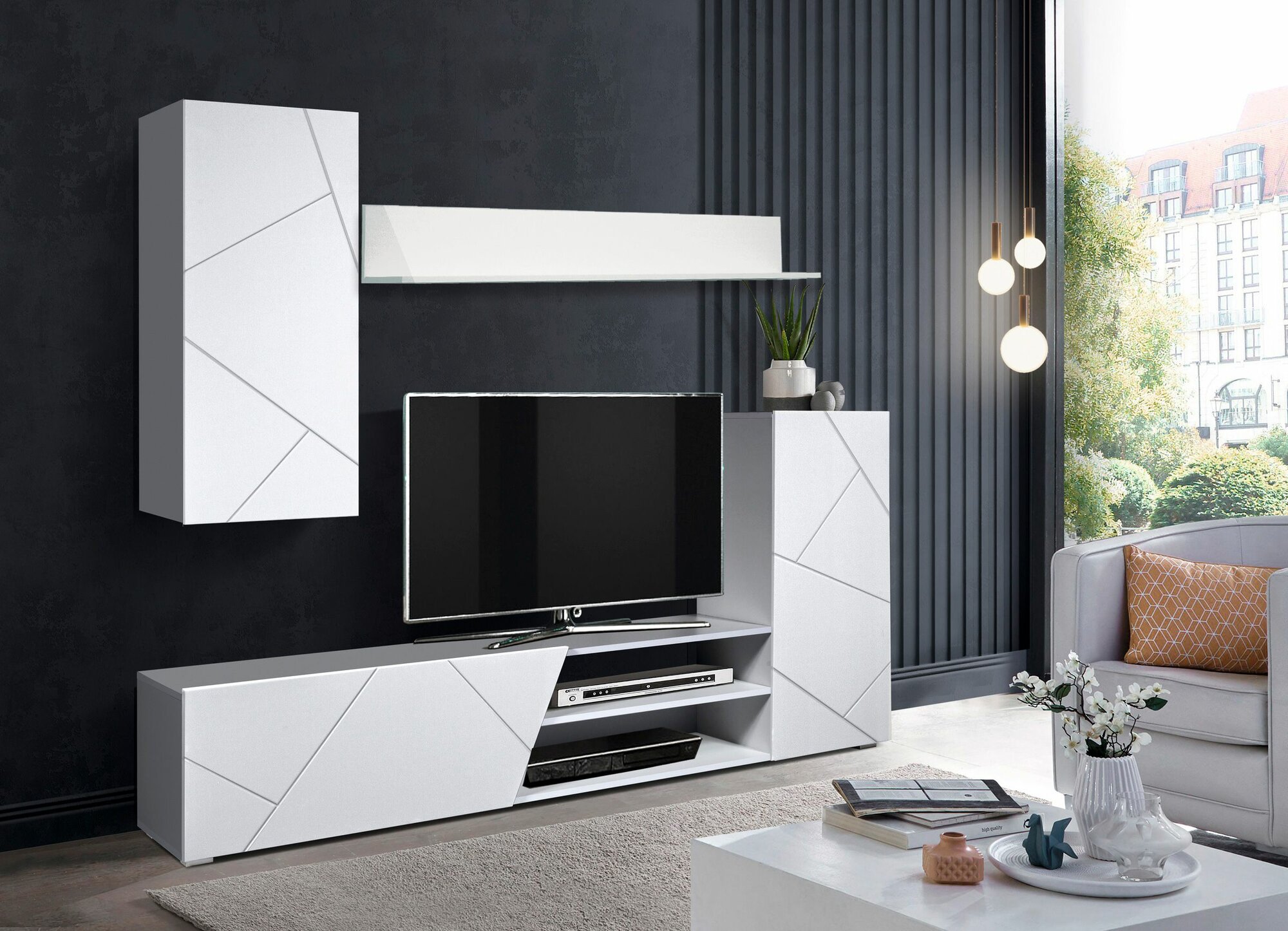 Стенка для гостиной Прага-6 197х35х160 см