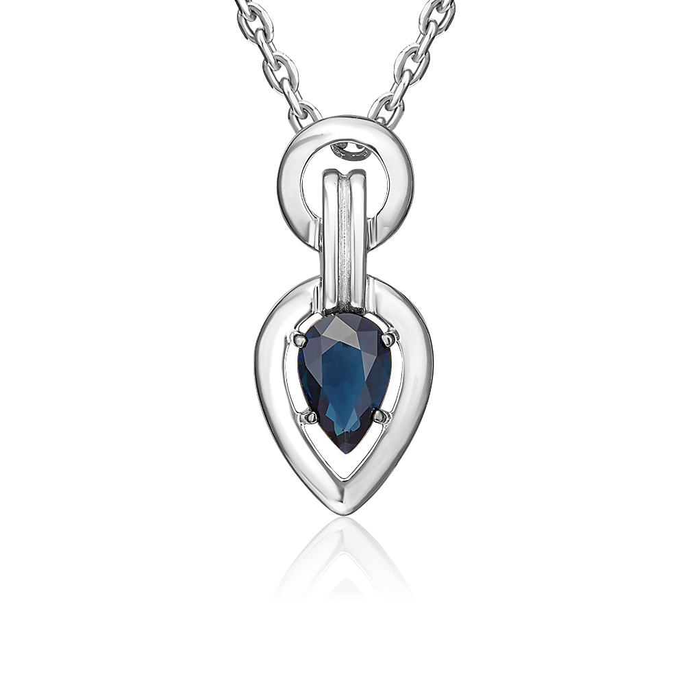 Подвеска, белое золото, 585 проба, сапфир