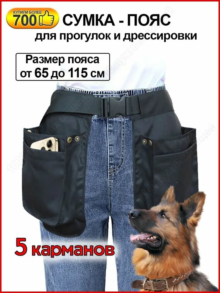 Сумка пояс с карманами для прогулки и дрессировки собак / Сумка-юбка / Пояс дрессировщика