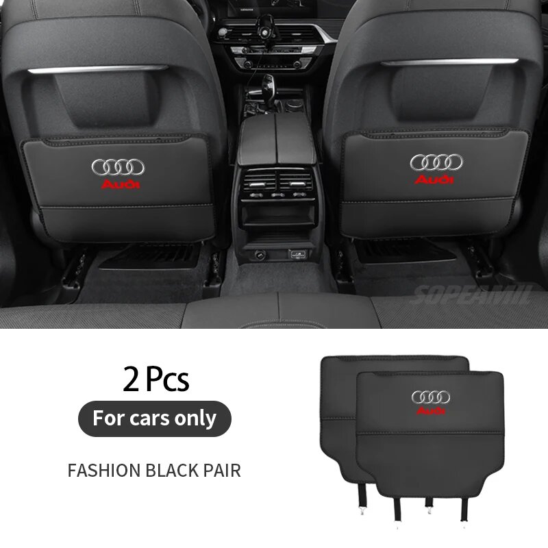 Audi A1 A3 A4 A5 A6 A7 A8 Q3 Q5 Q7 Q8 RS4 RS5 RS6 S3 S4 S5 TT Сумка для хранения спинки автомобильного сиденья Защитная накладка от ударов Black 2 Pcs