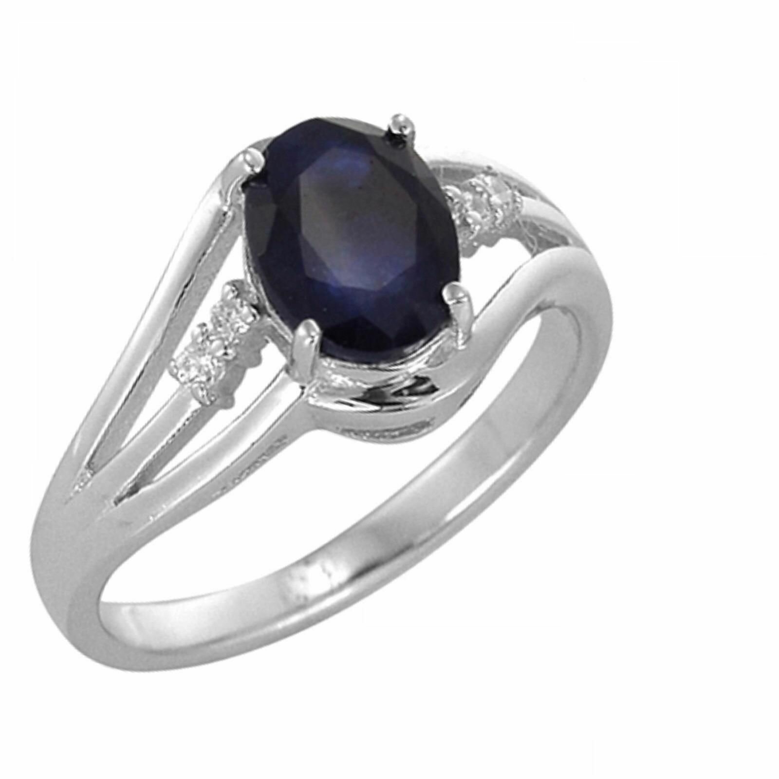 Кольцо тонкое, серебро, 925 проба, родирование, сапфир, фианит