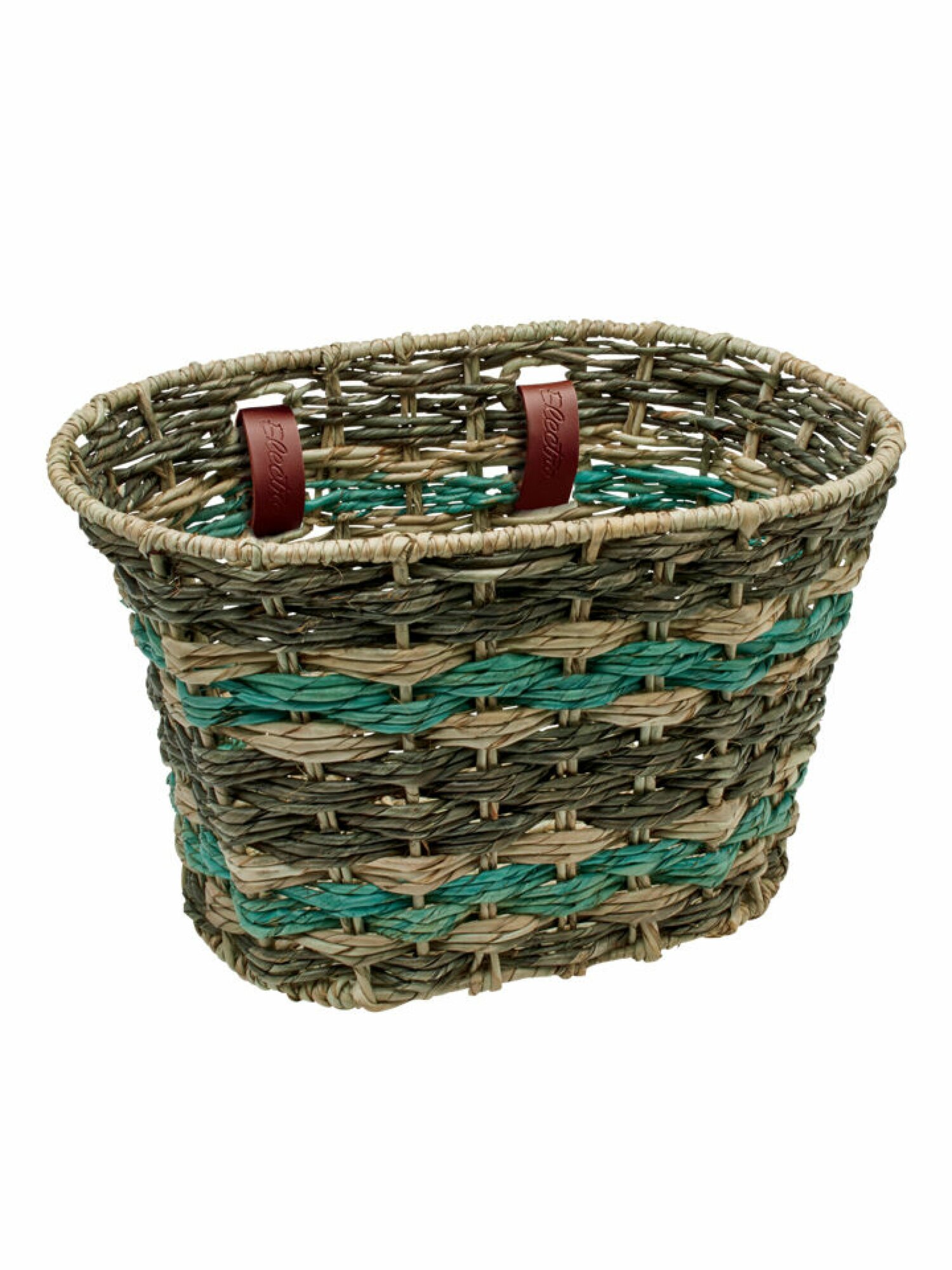 Корзина для велосипеда Electra Natural Palm Espresso Sea Foam, передняя, на руль, пальмовое дерево